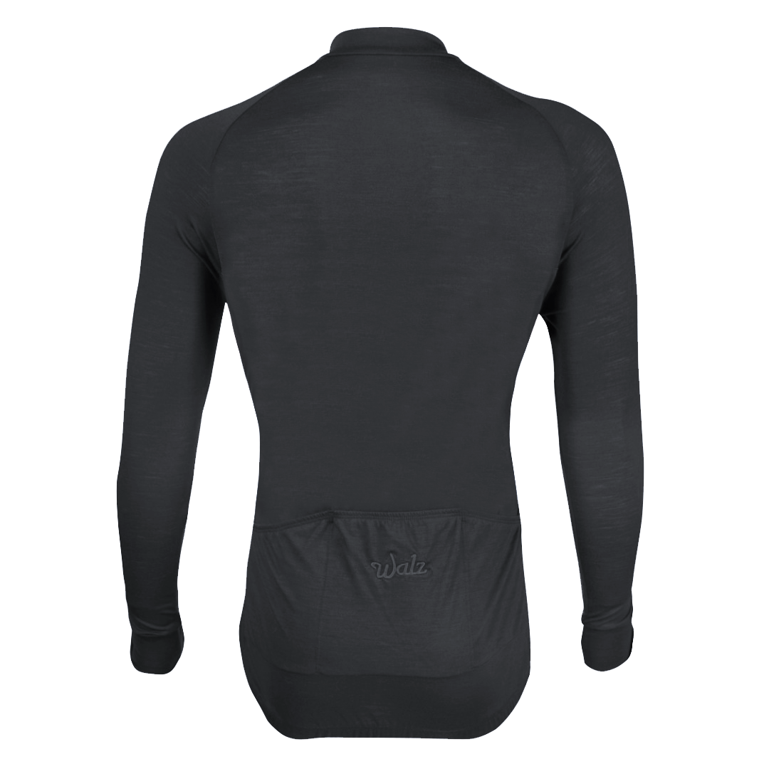 Midnight Black Merino Wool Jersey - Long Sleeve – Walz Caps - Superior ...
