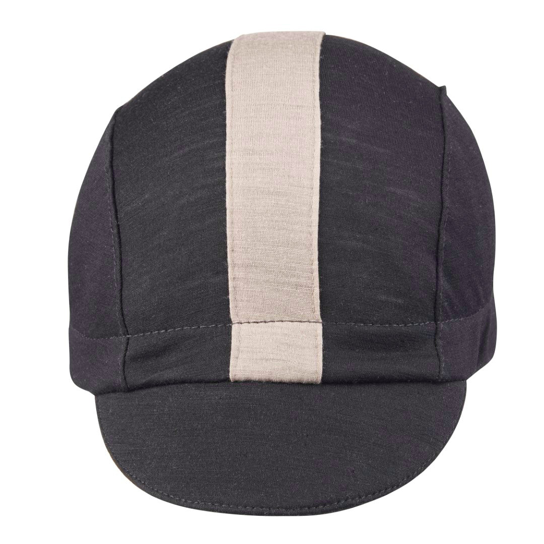 Black/Grey Merino 3-Panel – Walz Caps - Superior Quality Cycling Caps